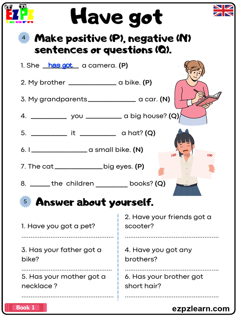 Have Got Grammar Worksheet Make Positive and Negative Sentences | PDF ...