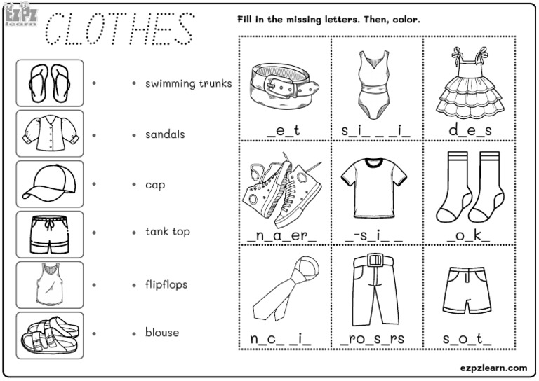 Clothes Activity For Kids 924 | PDF