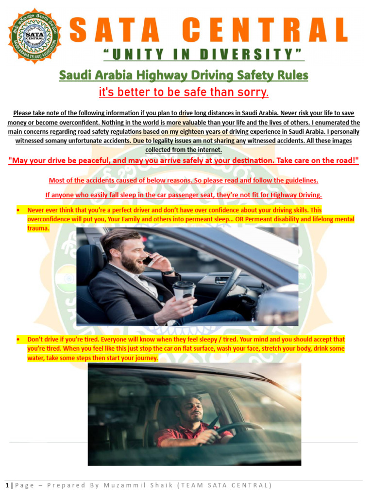 SATA CENTRAL - UPDATED - KSA Highway Safety Rules - BE SAFE - THAN ...