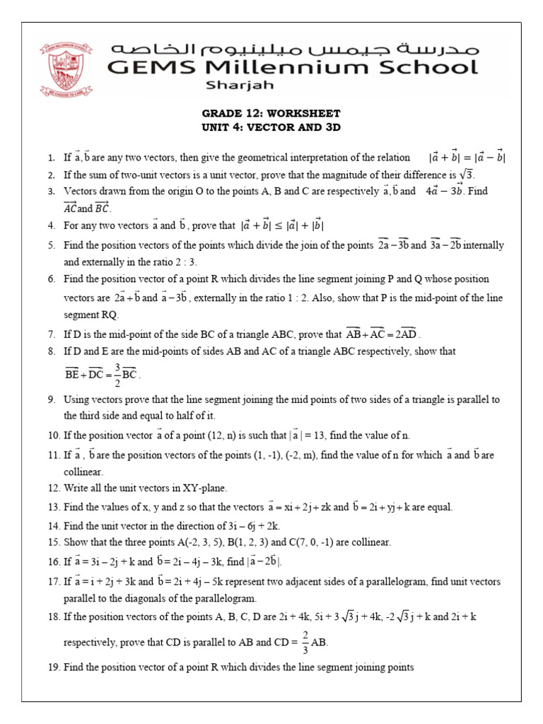 Vectors and 3D Question Bank | PDF | Line (Geometry) | Euclidean Vector