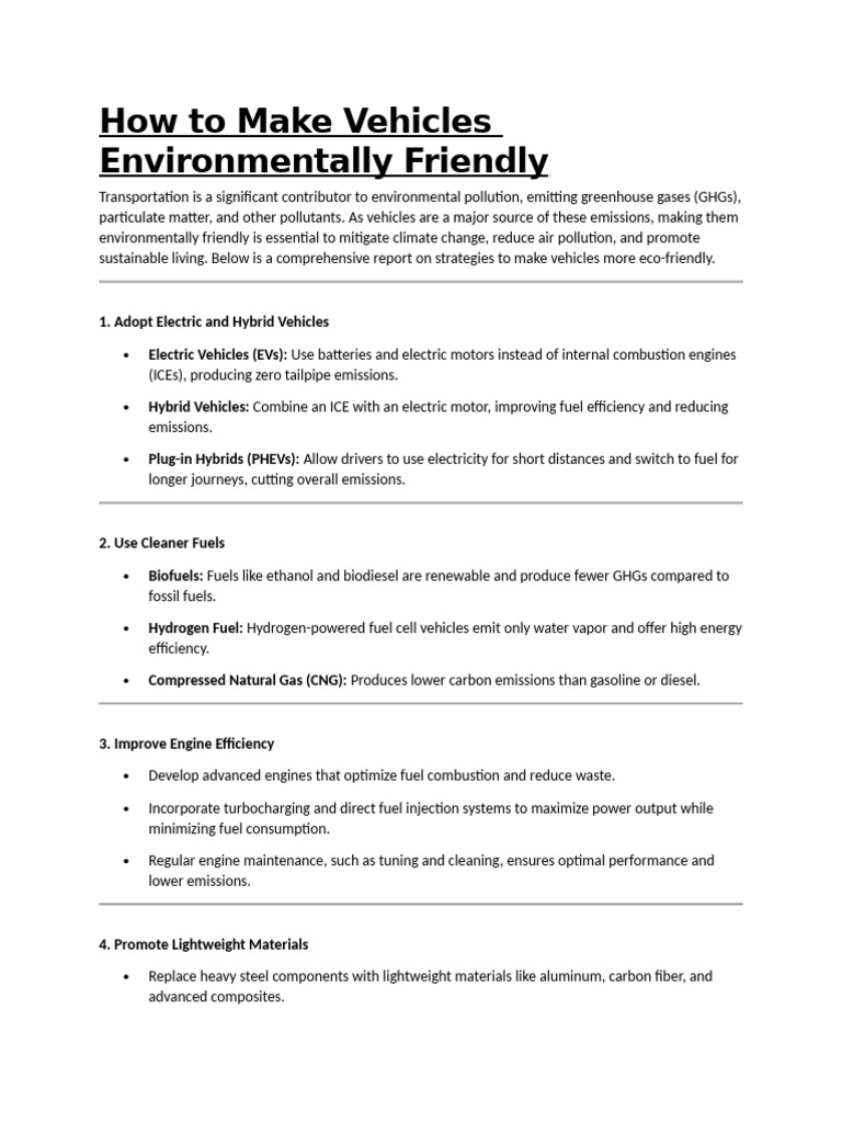 How To Make Vehicles Environment Friendly | PDF | Efficient Energy Use ...