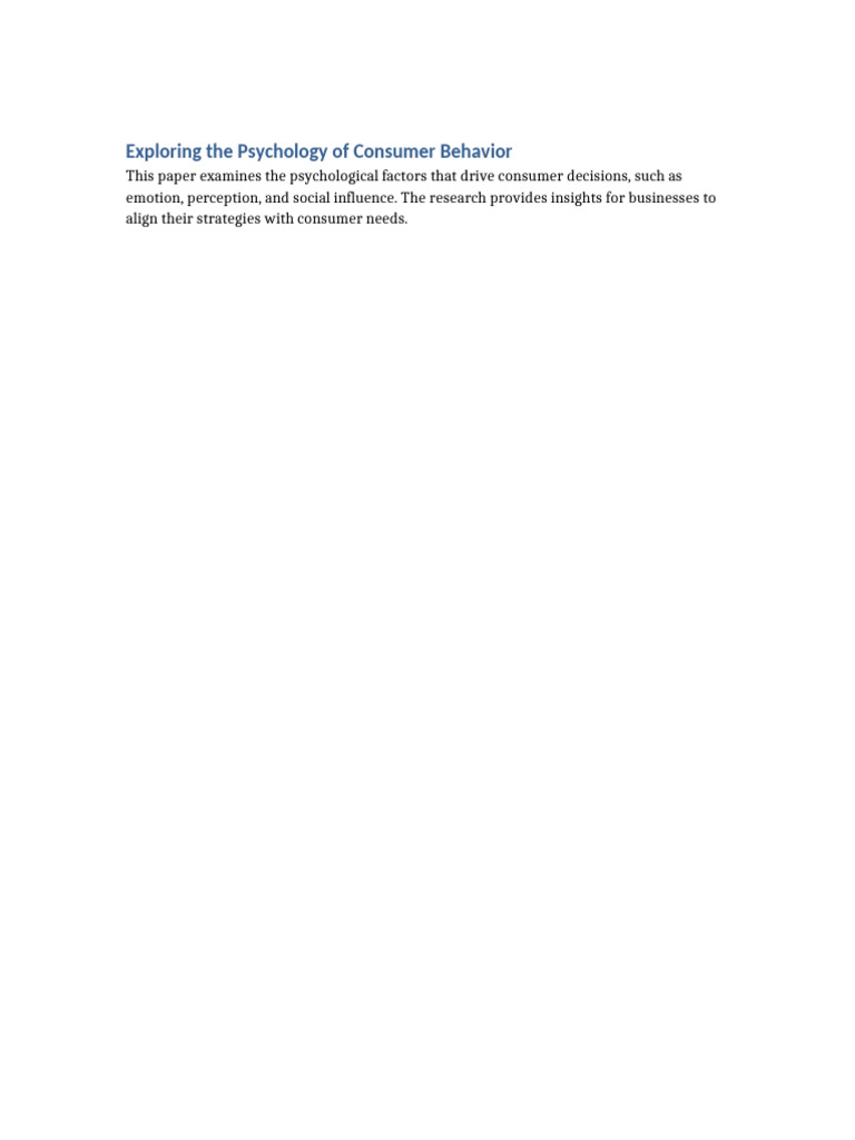 Understanding Consumer Behavior Psychology | PDF