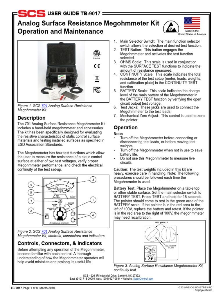 SCS 701 Megohmmeter User Guide | PDF | Electrical Resistance And ...
