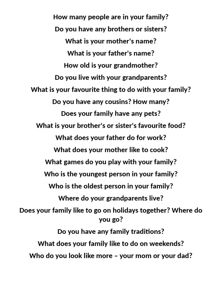 Family Discussion Questions | PDF