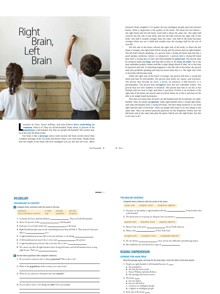Brain Lesson Pdf Verb Vocabulary
