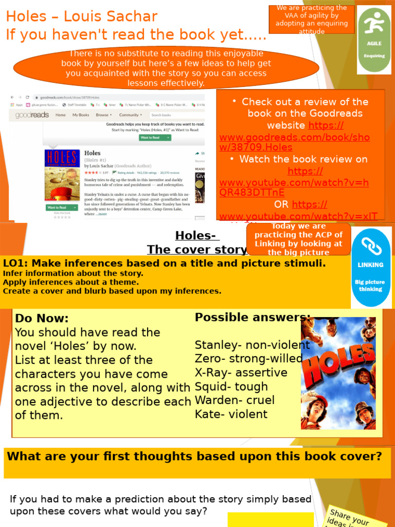 Holes Book Review and Activities Guide | PDF | Narrative | Cognition