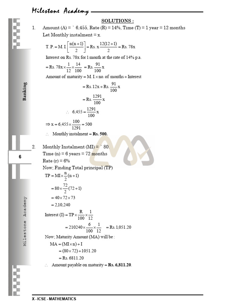 Chapter-2 Banking Icse Class X | PDF | Interest | Trade