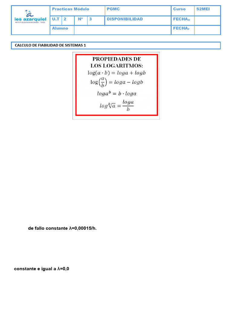 U.T.3 .2 PGMC - INDICADORES FIABILIDAD rev. | PDF | Ingeniería de confiabilidad