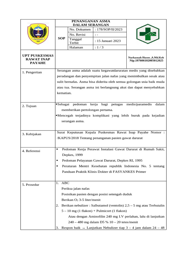 SOP ASMA DALAM SERANGAN | PDF
