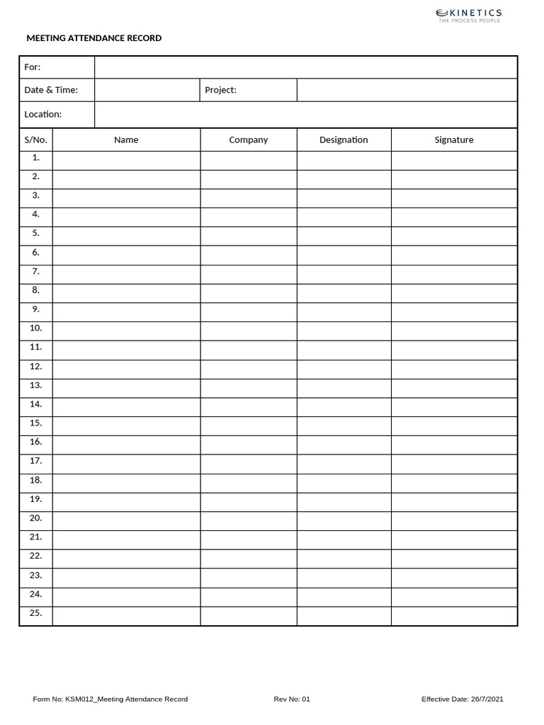 Meeting Attendance Record Template | PDF