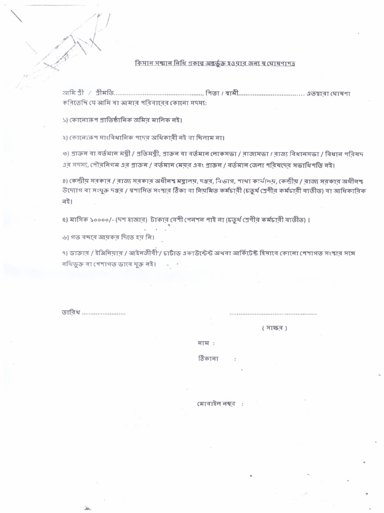 PM KISAN SELF DECLARATION | PDF