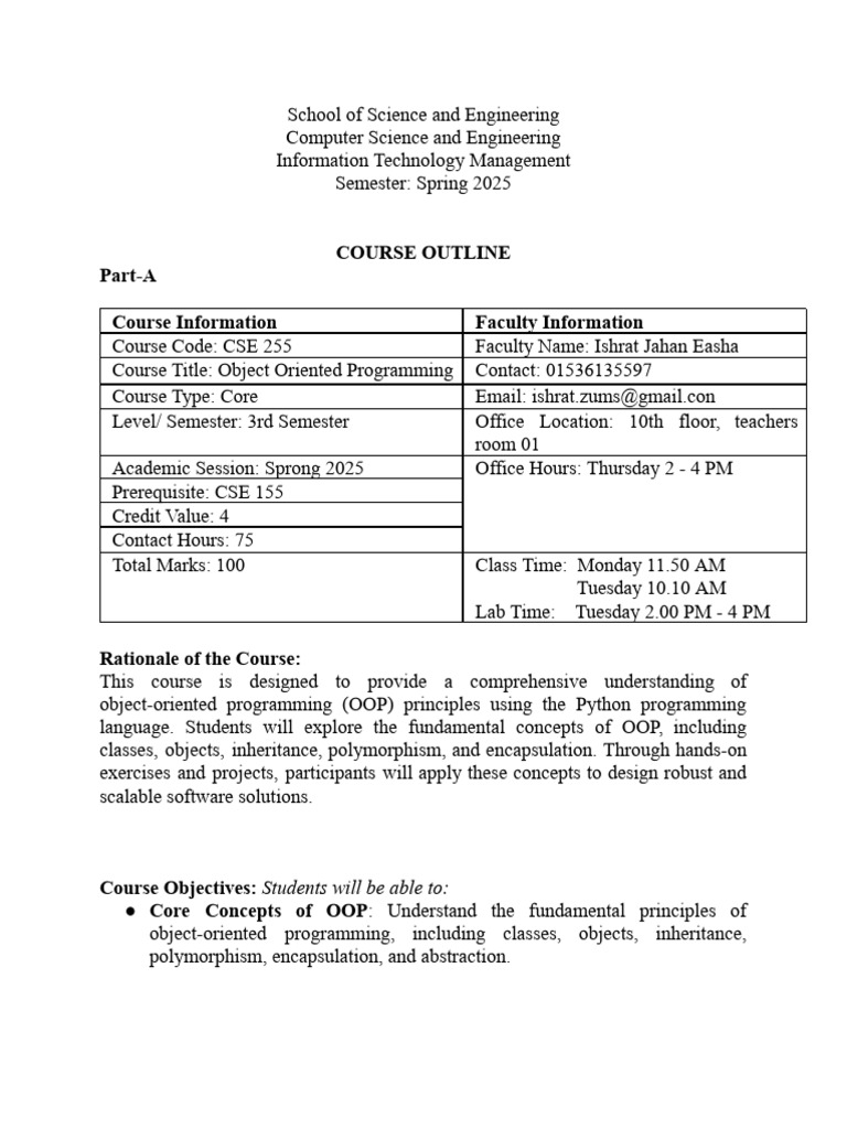 Cse 255 Object Oriented Programming Outline Pdf Inheritance 4325