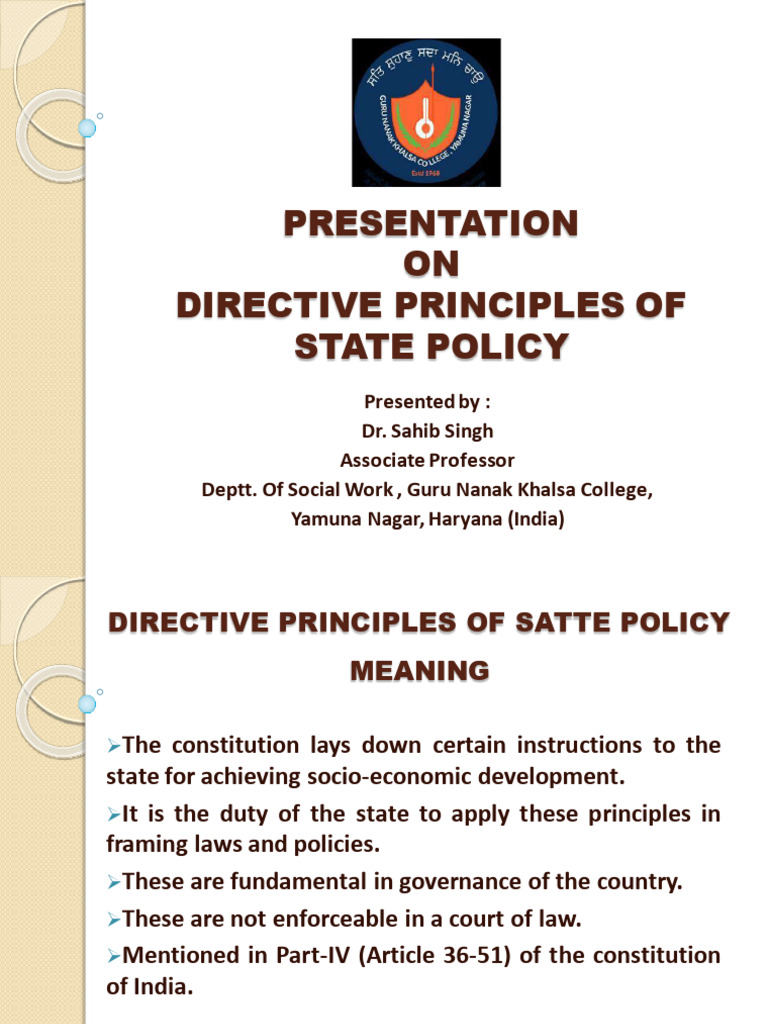 Overview of Directive Principles of State Policy | PDF | Justice ...