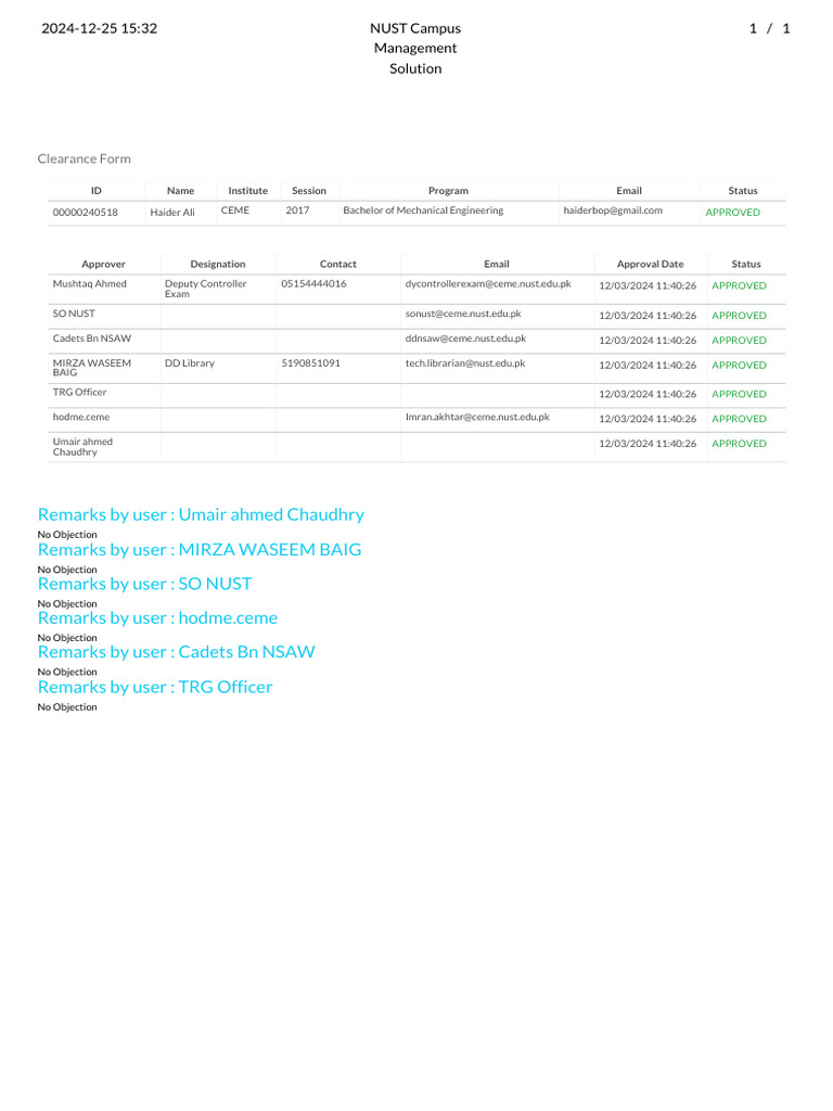 Clearance Report | PDF