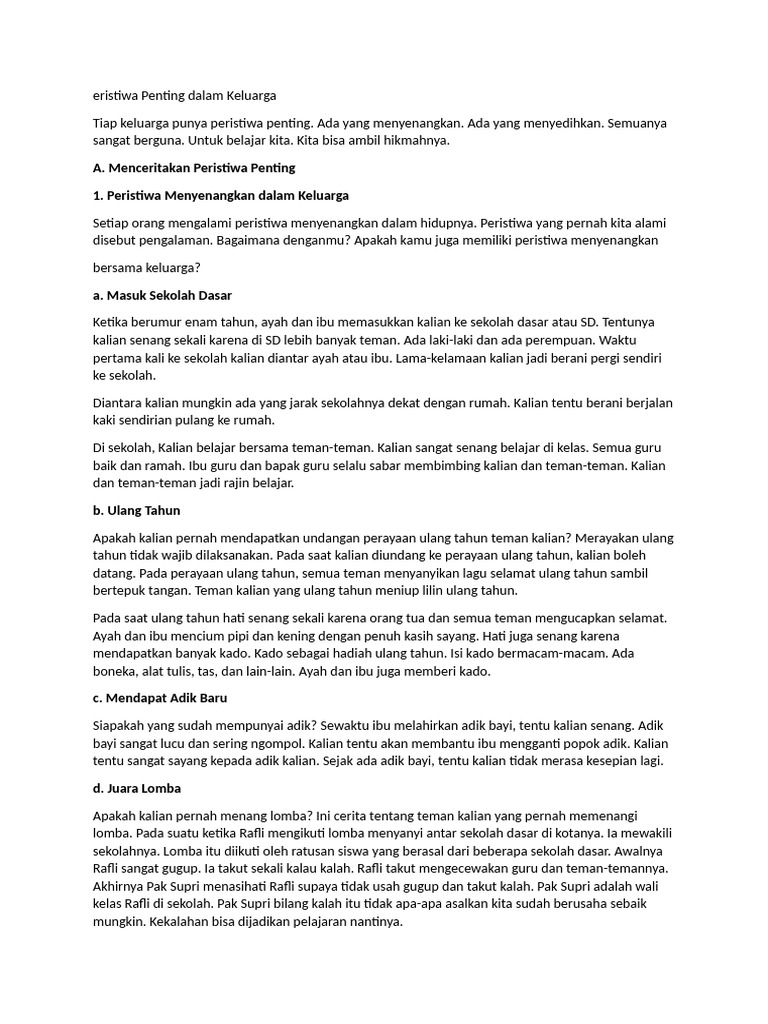 Materi Peristiwa Penting Dalam Keluarga Seha | PDF