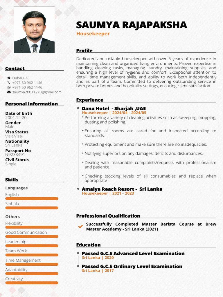 Amalya Reach Hotel Housekeeping Profile | PDF