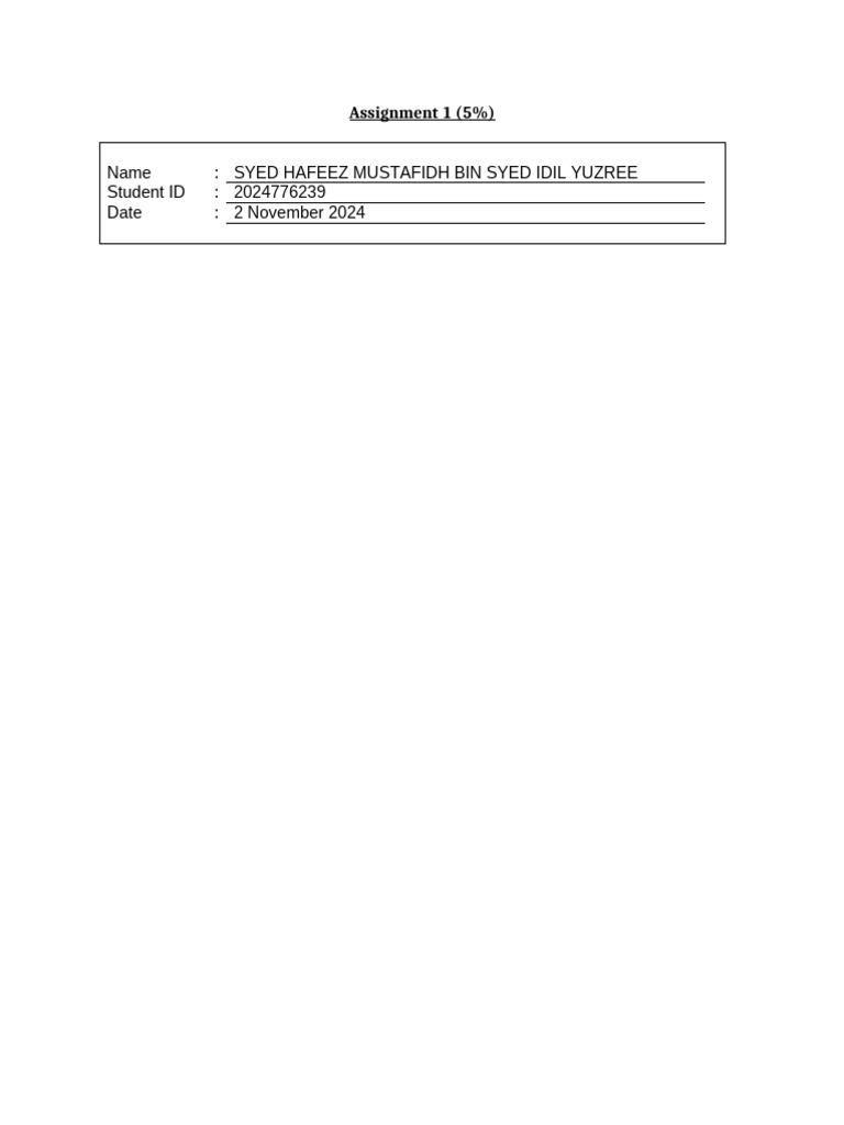 Assignment 1 | PDF