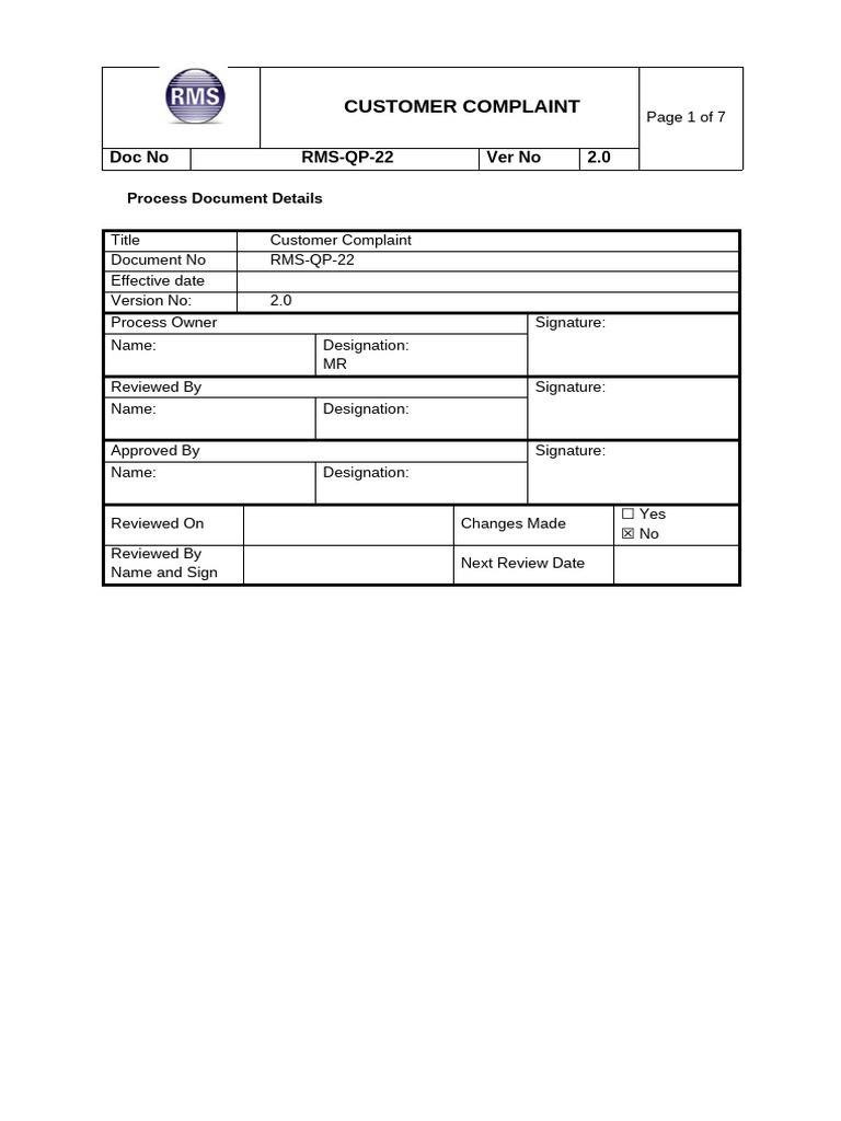 Customer Complaint Handling Process | PDF