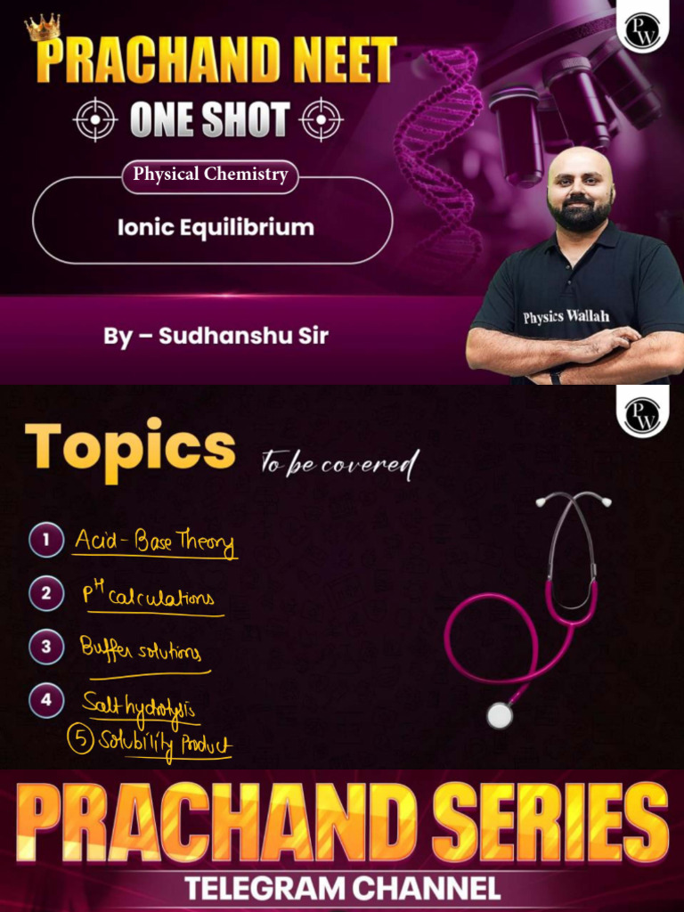 Ionic Equilibrium (One Shot) - Class Notes - Prachand NEET 2025 | PDF