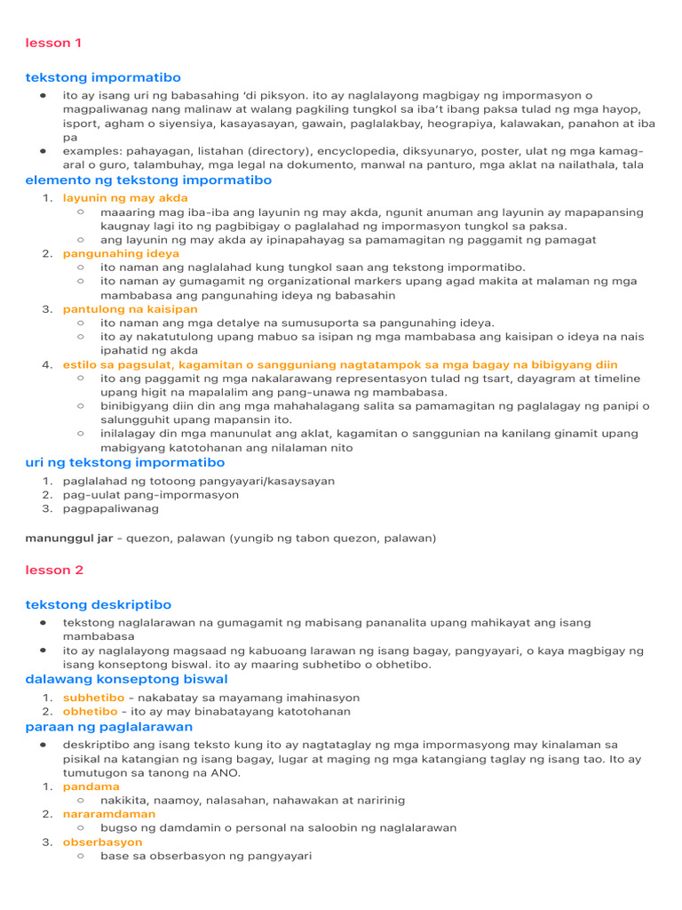 (m) Lesson 1-2 Pagbasa | PDF