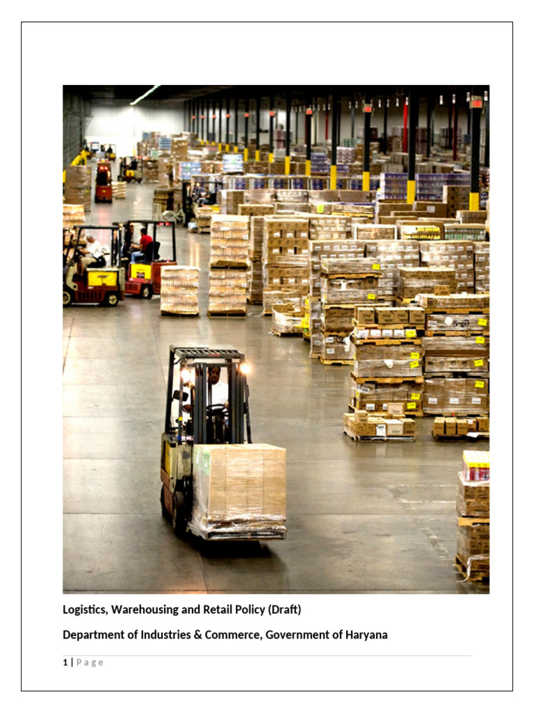 Draft Logistics Warehousing and Retail Policy, Haryana | PDF ...