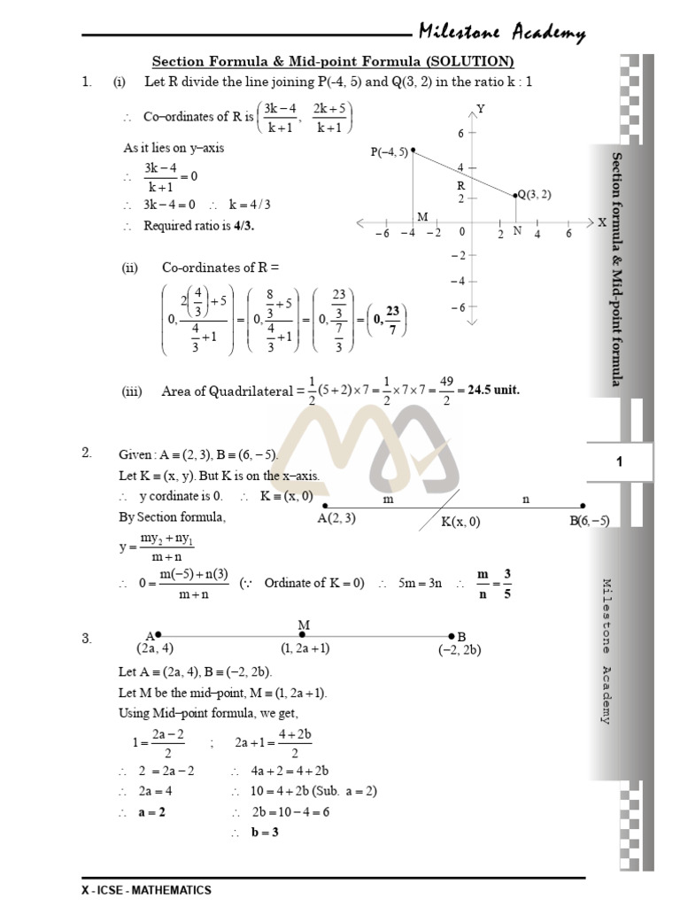 Chapter-13 Section Formula & Mid-Point Formula | PDF | Elementary ...