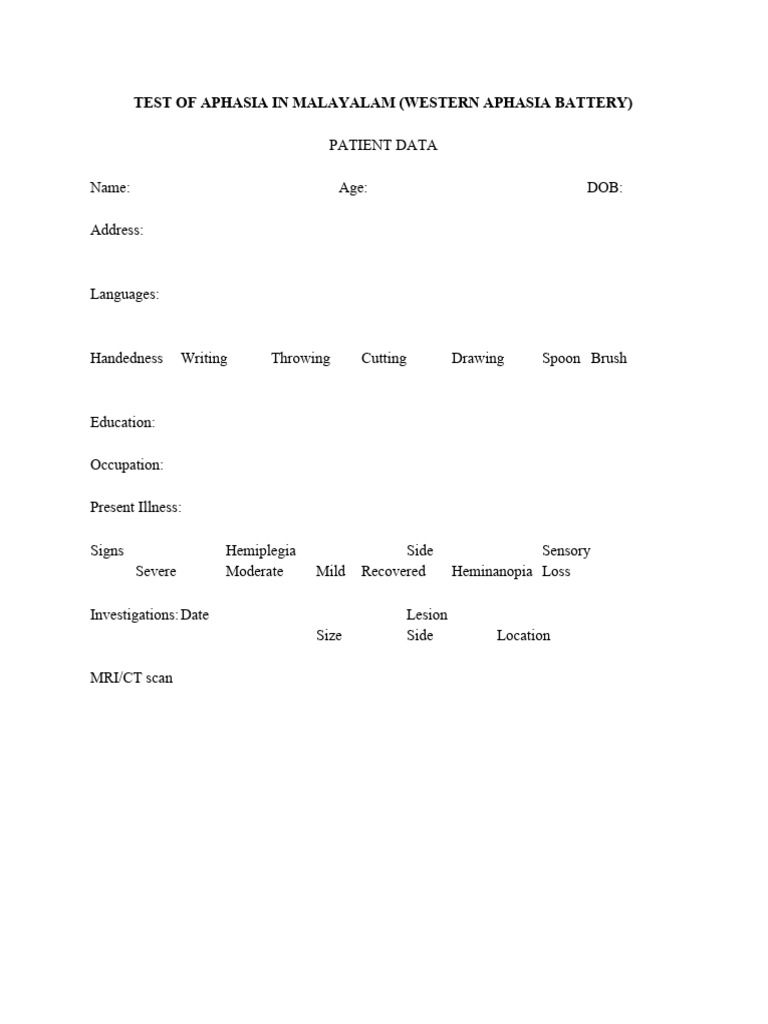 WAB Response Record Form | PDF