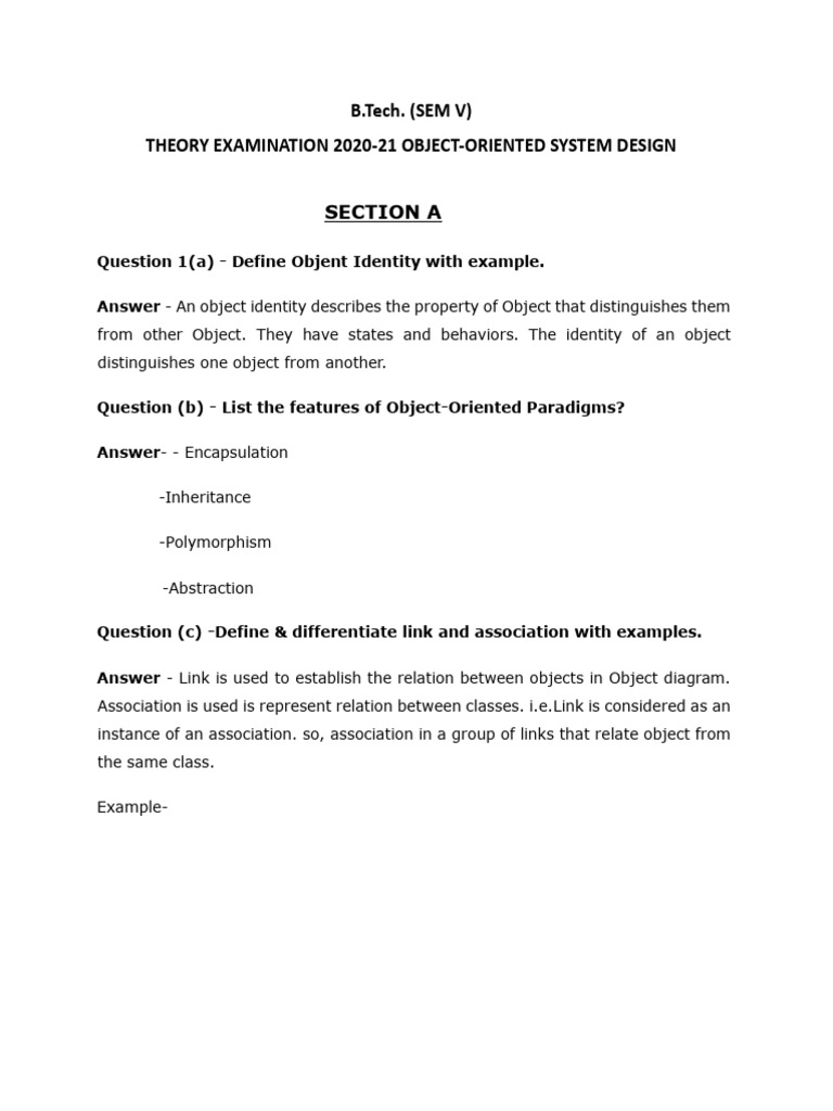 Ut Solution Kcs054 2020 21 Pdf Object Oriented Programming Class