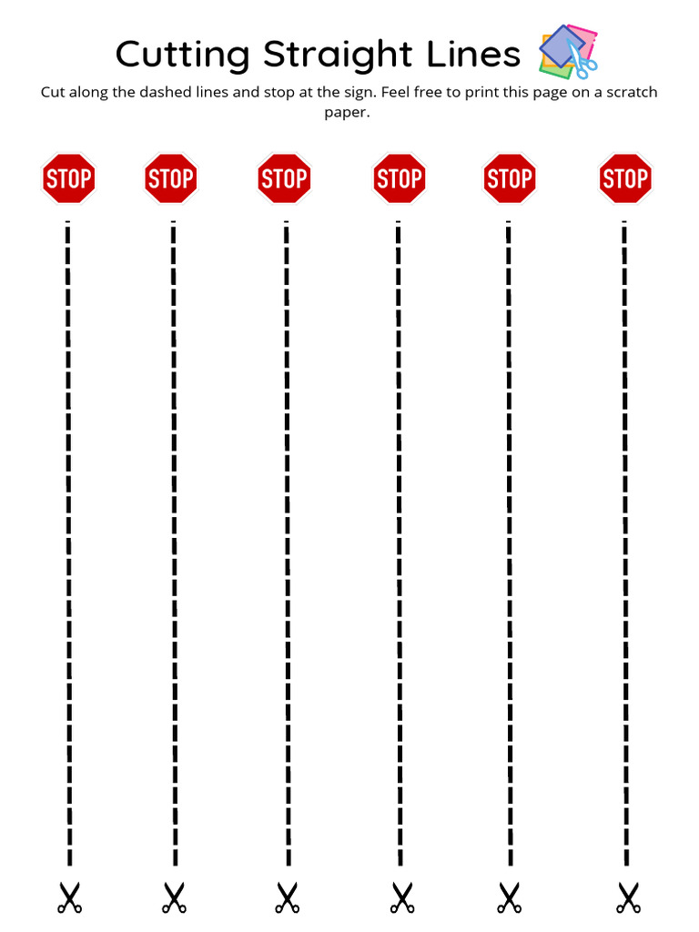 Cutting Straight Lines Worksheet | PDF