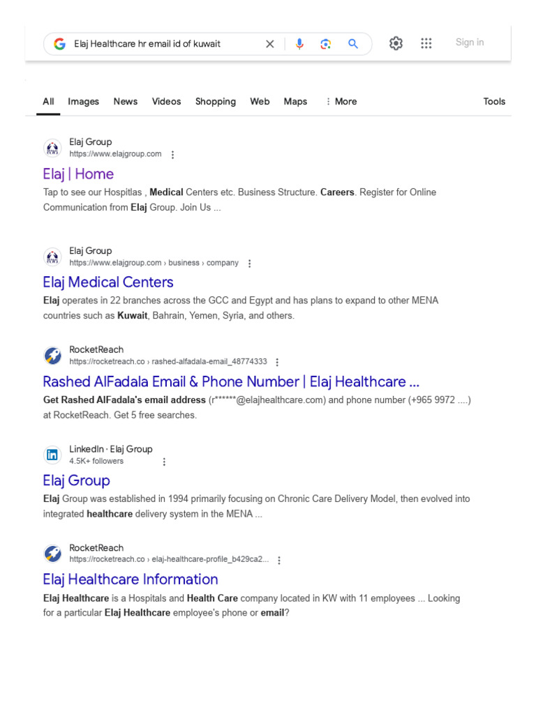 Elaj Healthcare HR Email Id of Kuwait - Google Search | PDF | Health Care