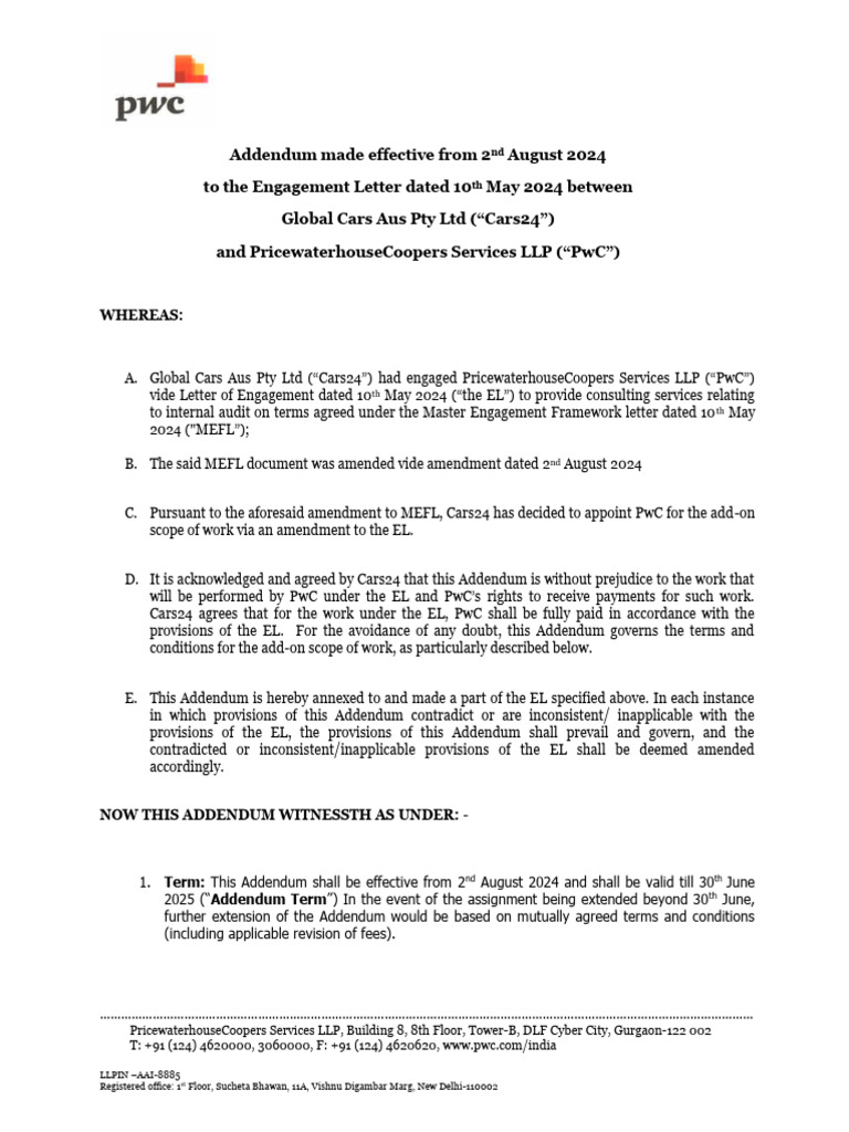 Addendum To EL Aus 020824 (1) PWC | PDF | Fraud | Audit