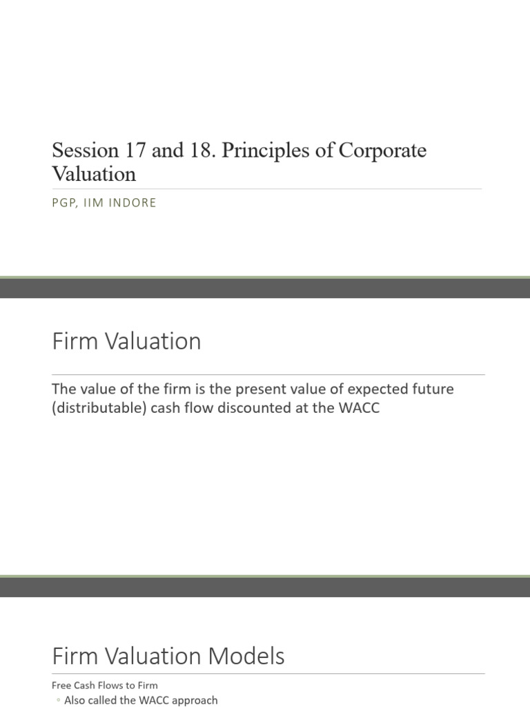 Corporate Valuation Principles Explained | PDF | Valuation (Finance ...