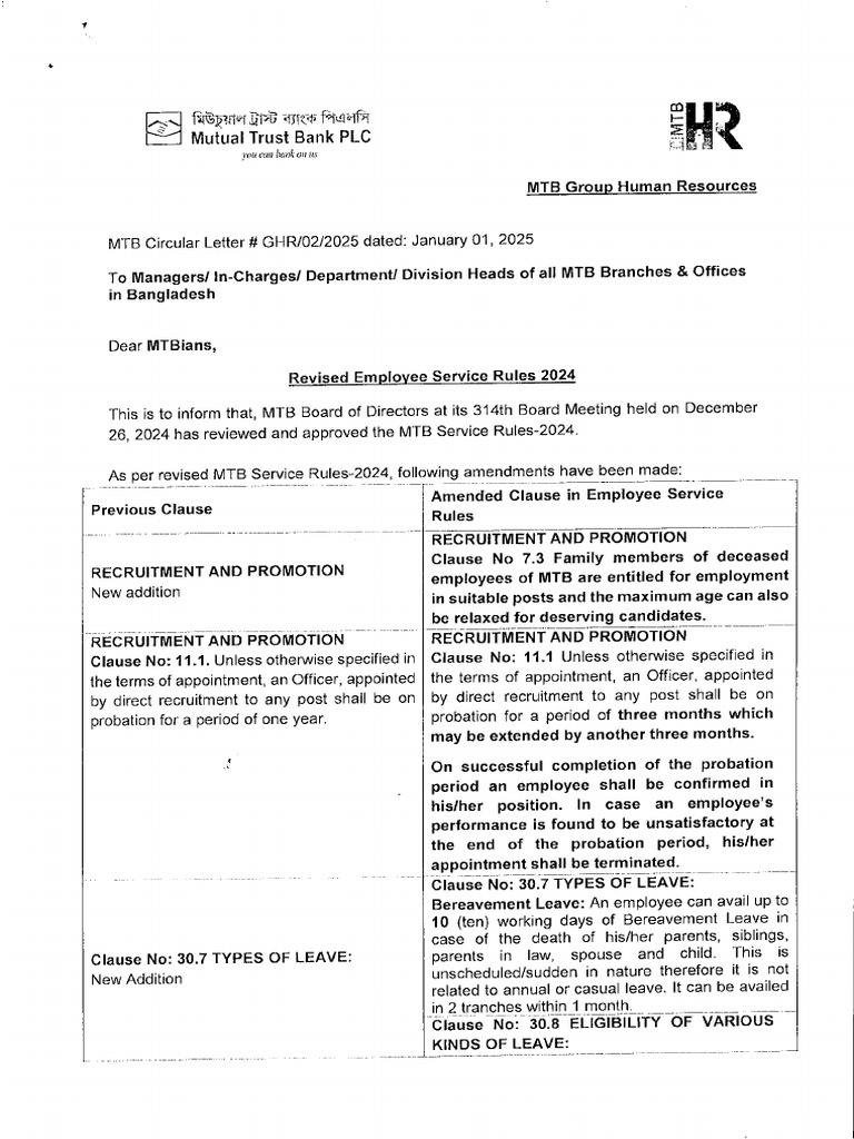 Service Rule Amendment Cicular 2024 | PDF