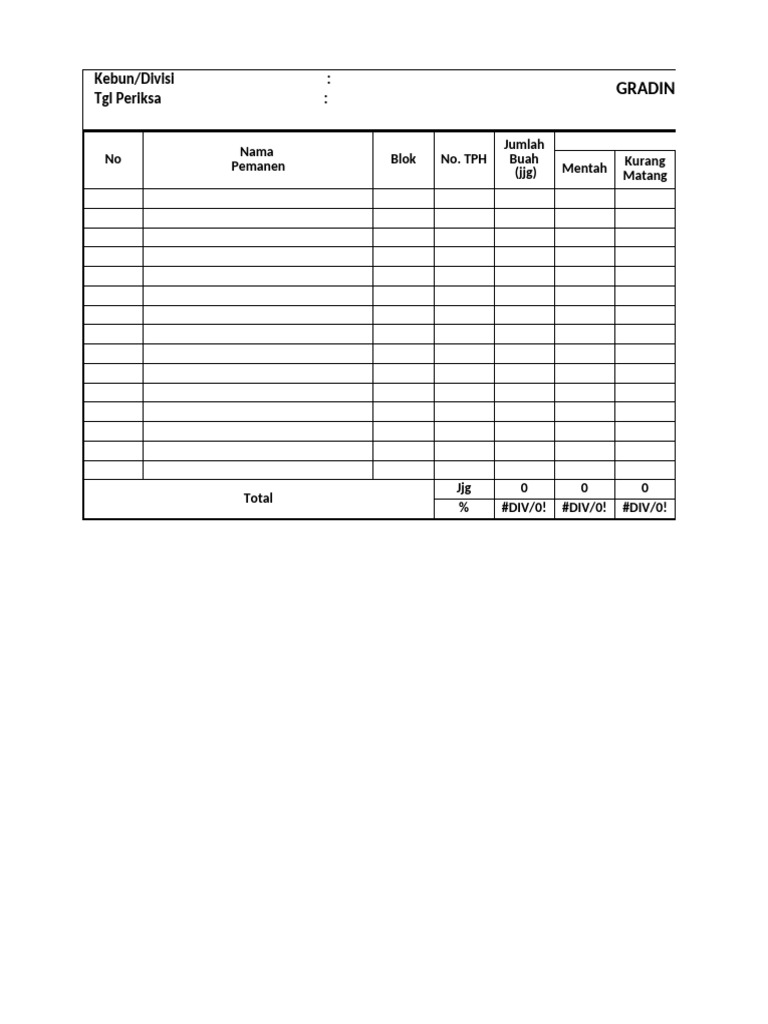 Form Grading Buah | PDF