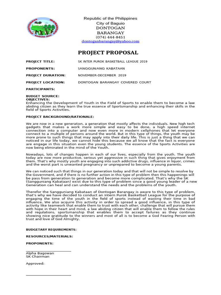 Project Proposal For Basketball | PDF