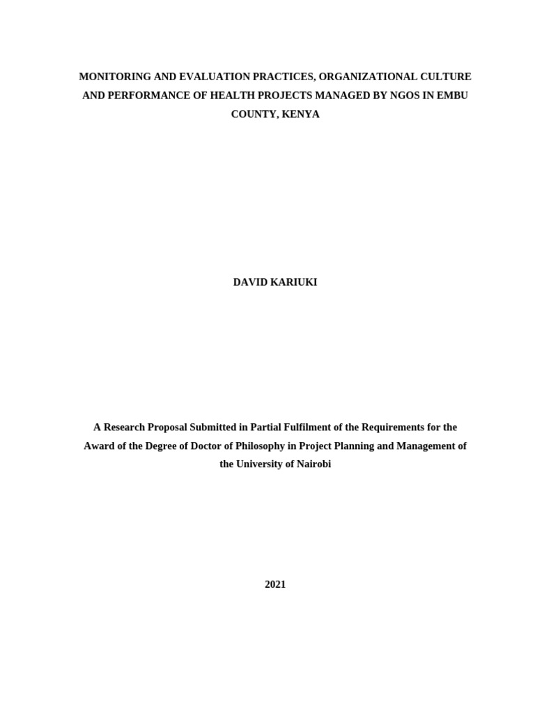 Monitoring and Evaluation Practices Kariuki | PDF | Evaluation | Monitoring And Evaluation