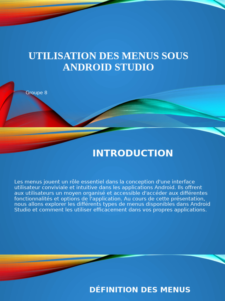 Menus Android Studio : Guide Complet | PDF | Android (Système d'exploitation) | Application
