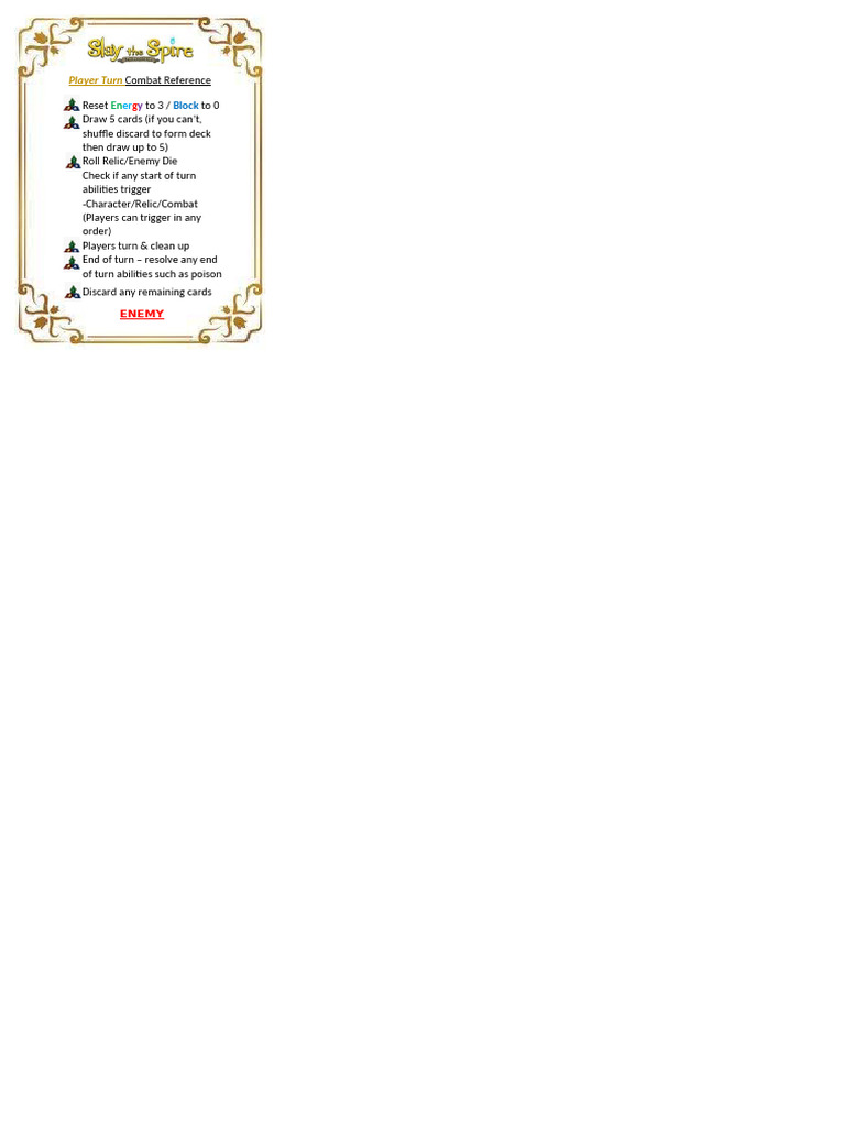 Slay The Spire Quick Ref Card | PDF