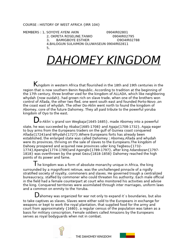 History of West Africa Dahomey d (1) | PDF