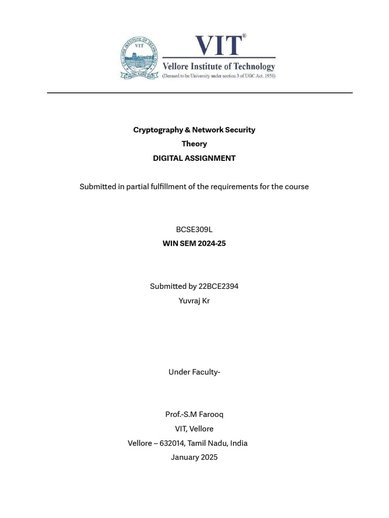 Cryptography Course Assignment | PDF