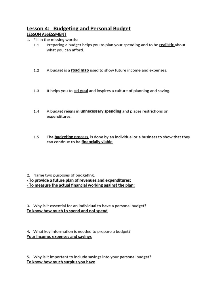 Budgeting and Personal Budget | PDF