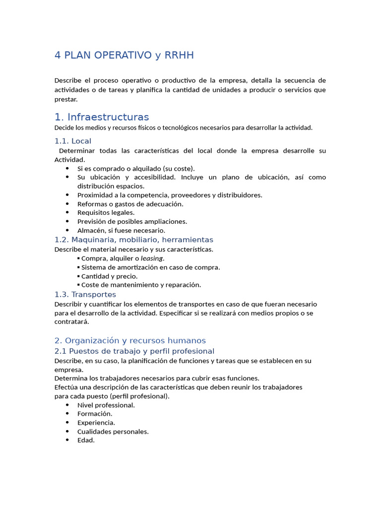 Plan Operativo y RRHH Empresarial | PDF | Gestión de recursos humanos ...