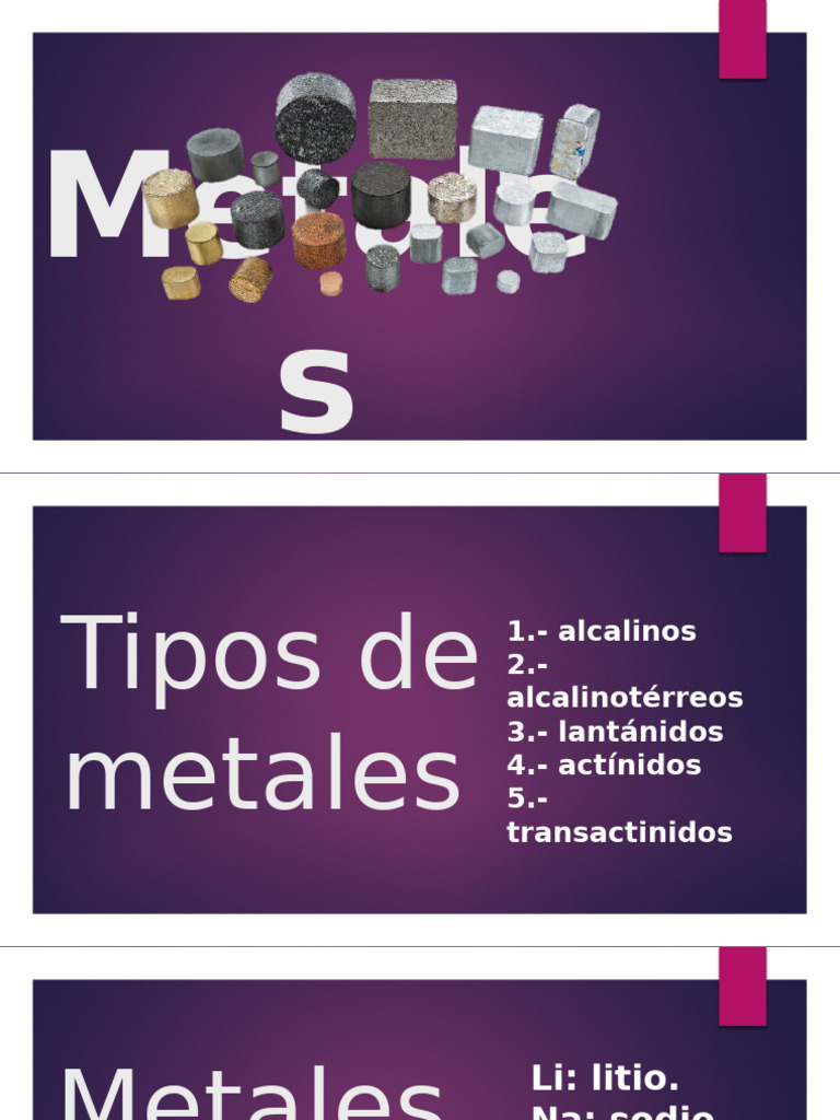 Tipos y características de metales | PDF | Lantánido | Tabla periódica