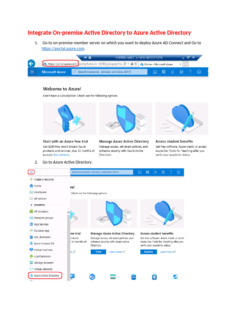 How Integrate On Premise AD To Azure AD | PDF