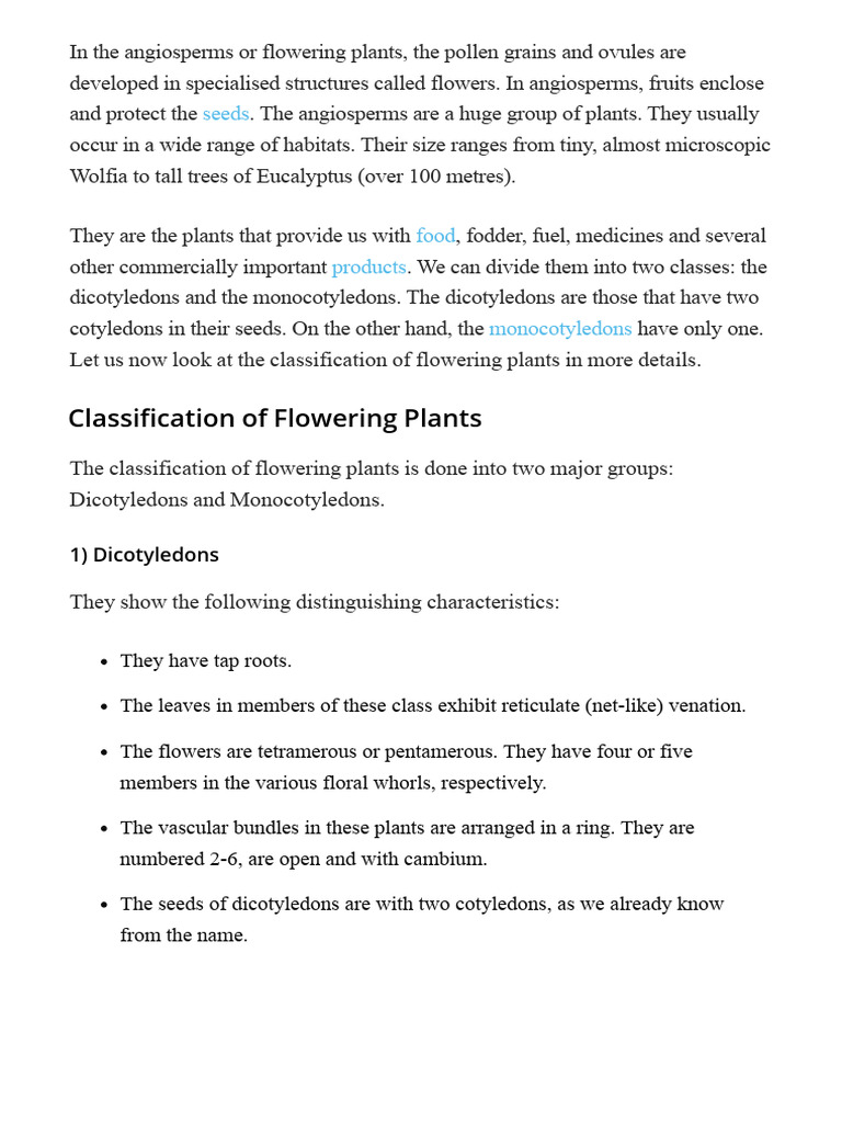 Classification of Flowering Plants | PDF | Flowers | Organisms
