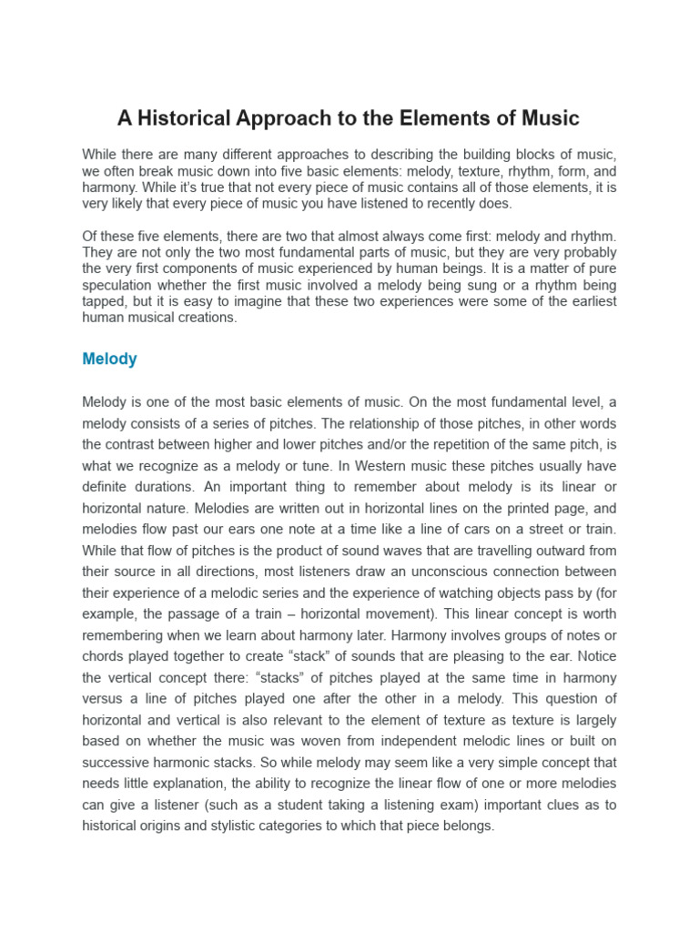 Lesson 1 Elements of Music | PDF | Rhythm | Harmony