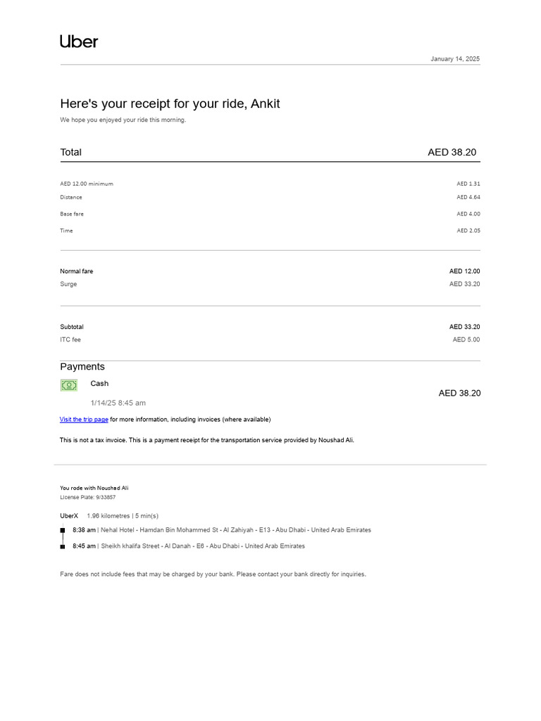 UAE Uber Receipt | PDF