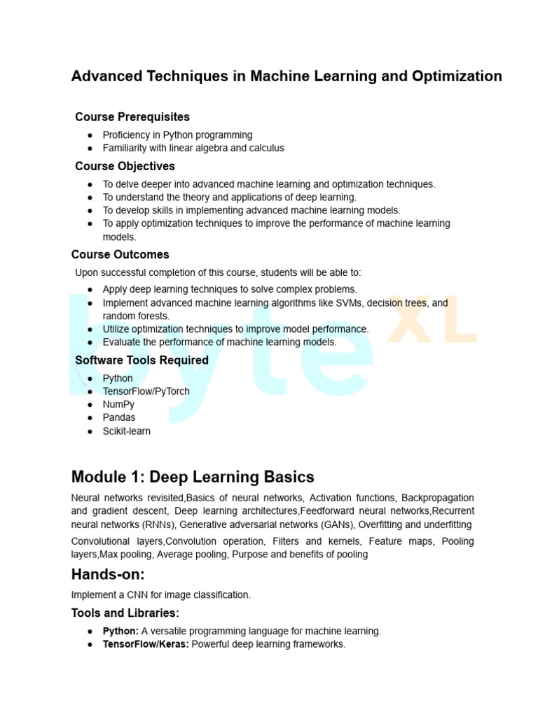Advanced Techniques in Machine Learning and Optimization | PDF | Artificial Neural Network ...