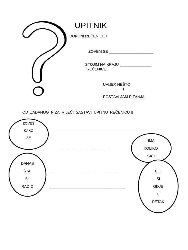 Listic Za Upitne Recenice | PDF