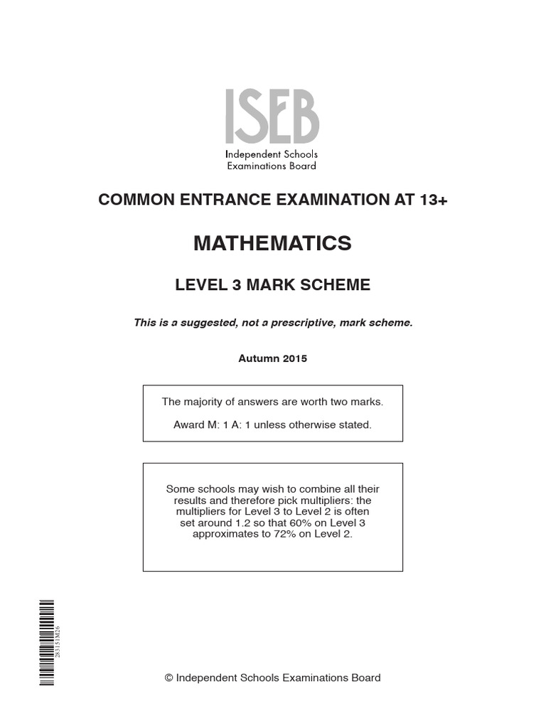 13 Mathematics Level 3 Mark Scheme | PDF | Student Assessment And ...